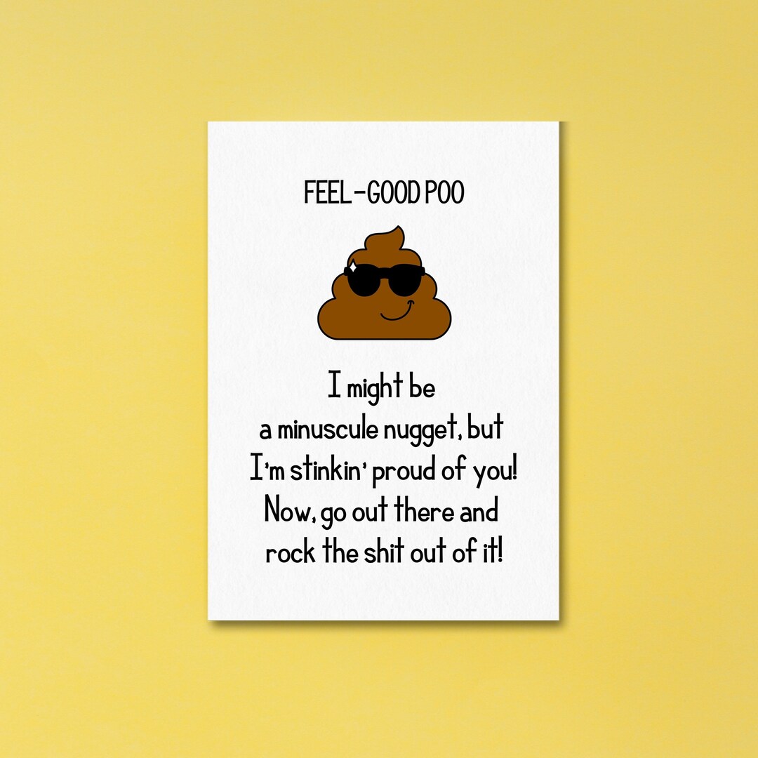Funny Encouragement Card, Cute Positive Poo Card, Unique Desk Decor ...