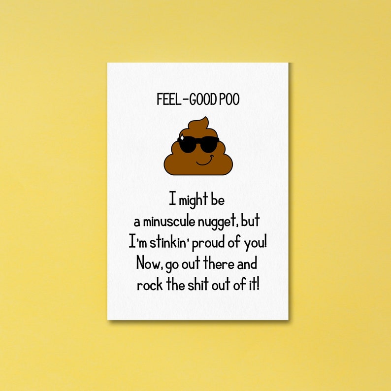 Funny Encouragement Card, Cute Positive Poo Card, Unique Desk Decor ...