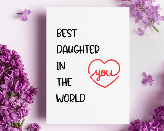 Best Daughter Ever Card, Birthday or Christmas Greetings Card for ...