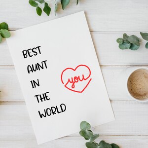 Aunt Card, Best Aunt in the World, Funny Card for Aunt, Thank You for ...