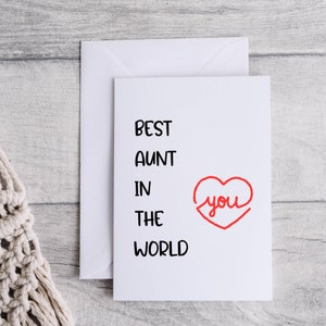 Aunt Card, Best Aunt in the World, Funny Card for Aunt, Thank You for ...