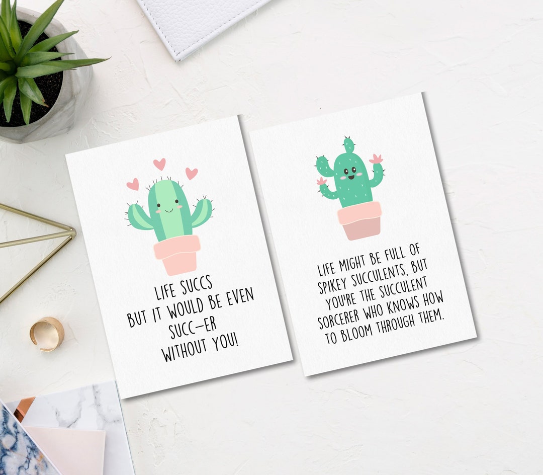 Funny Cactus Card, Succulent Plants Caring Gift, Christmas Gifts Card ...
