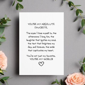 Youre My Favorite Card, Valentines Day Card, Card for Him, Card for Her ...