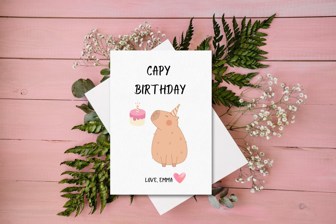 Capybara Birthday Card, "capy Birthday", Personalized Gift - Etsy