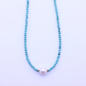 Turquoise Necklace, Genuine Natural Kingman Turquoise Small Bead ...