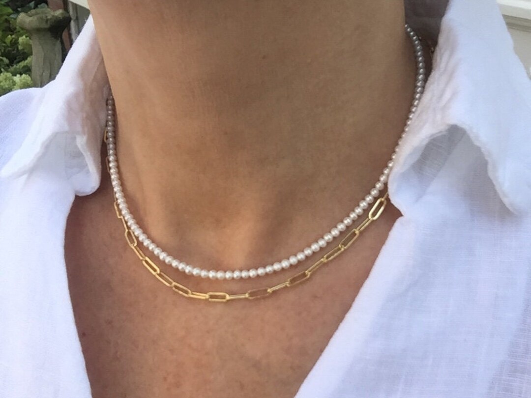 AAAAA Grade 3mm Freshwater Pearl Necklace, True Round White Small Seed ...