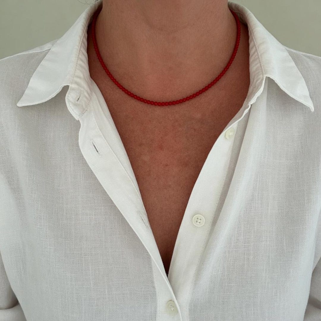 Handmade Mediterranean Red Coral Choker | 3mm AAA Natural Red Beads ...