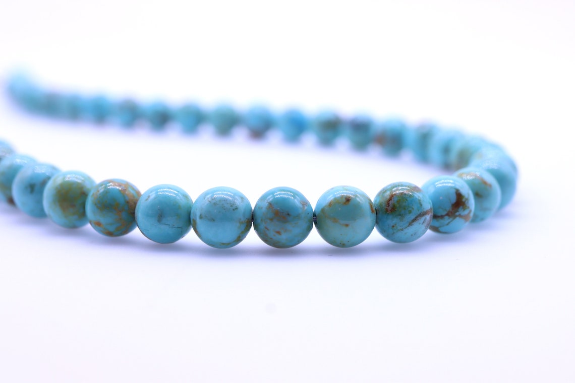 Baby Blue With Matrix Kingman Turquoise Necklace 8mm Beaded - Etsy