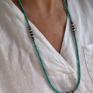 4mm Turquoise Necklace, Genuine Natural Kingman Turquoise Small Bead ...