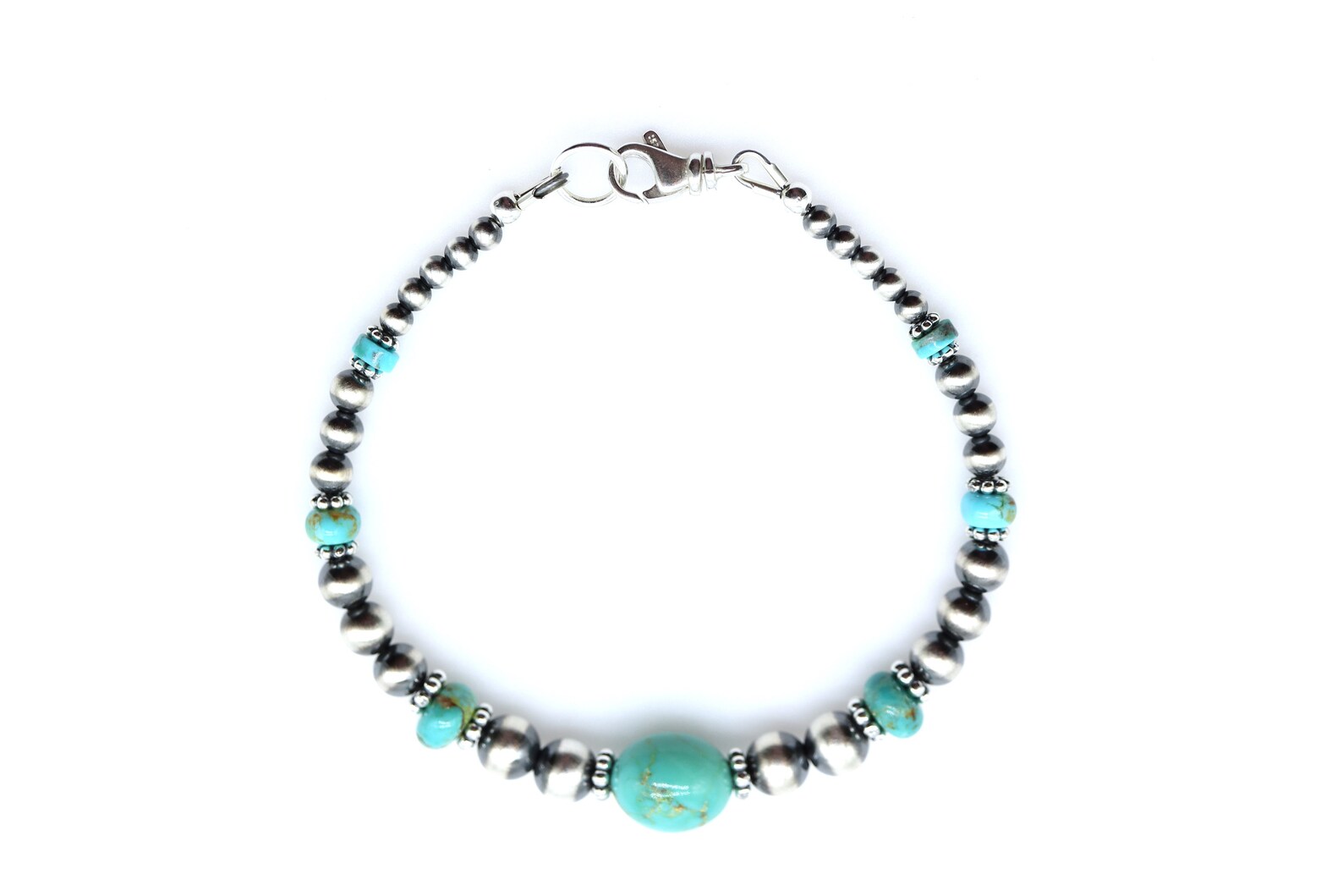 Graduated Blue Green Kingman Turquoise Bracelet, Navajo Pearls, Dainty ...