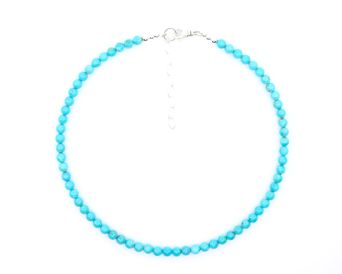 AAA Grade Blue Sleeping Beauty Turquoise Necklace, 5mm Round Bead ...