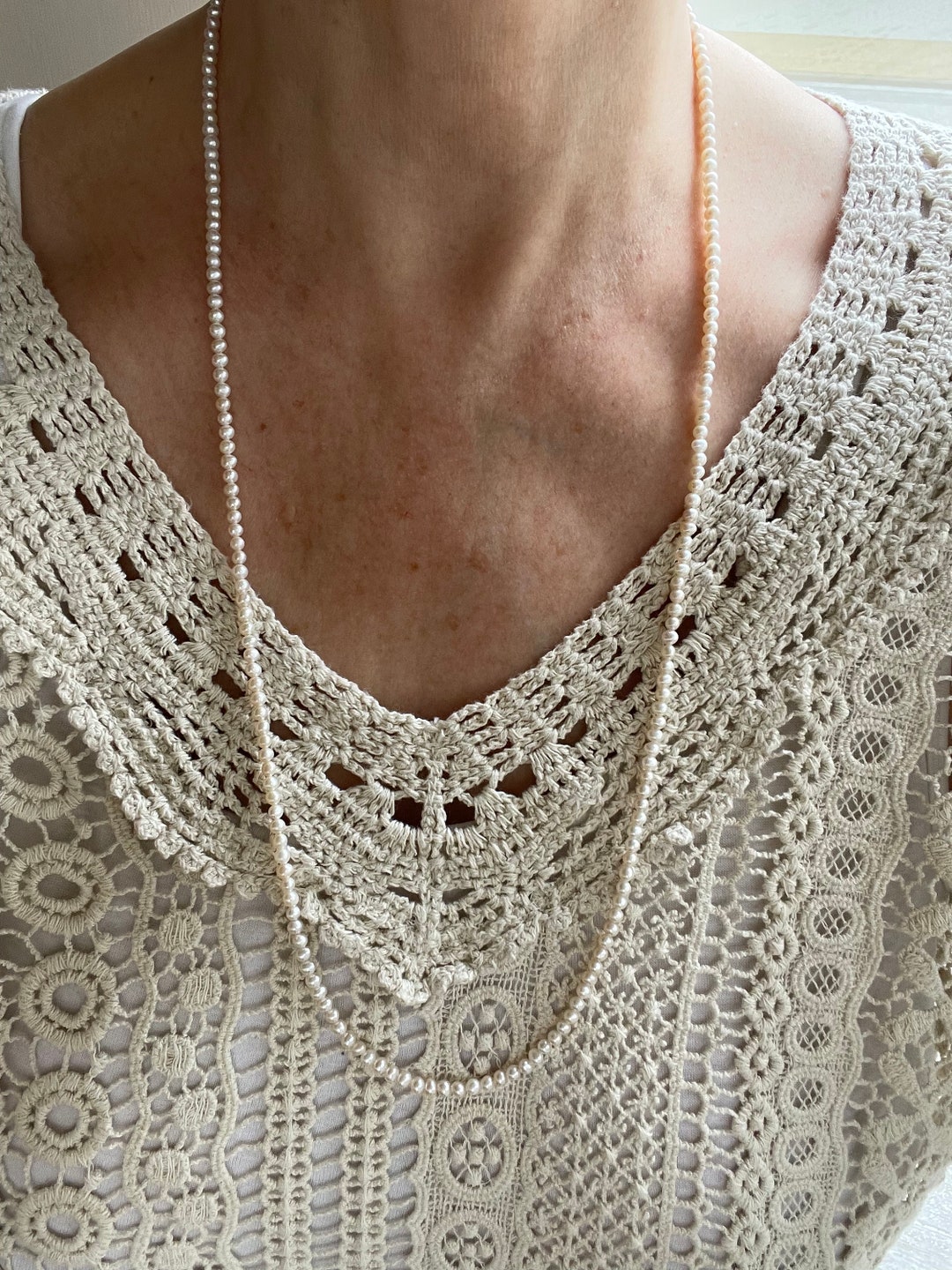 4mm AAA Freshwater Pearl Necklace, Cultured Round White Small Pearl ...