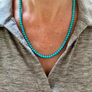 AAA Grade Blue Sleeping Beauty Turquoise Necklace, 5mm Round Bead ...