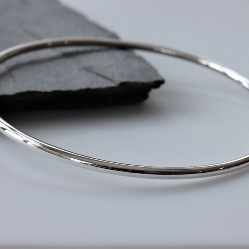 4mm Solid .925 Sterling Silver Bangle Smooth Half Round - Etsy