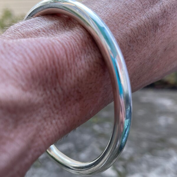 Heavy Silver Bangle - Etsy UK