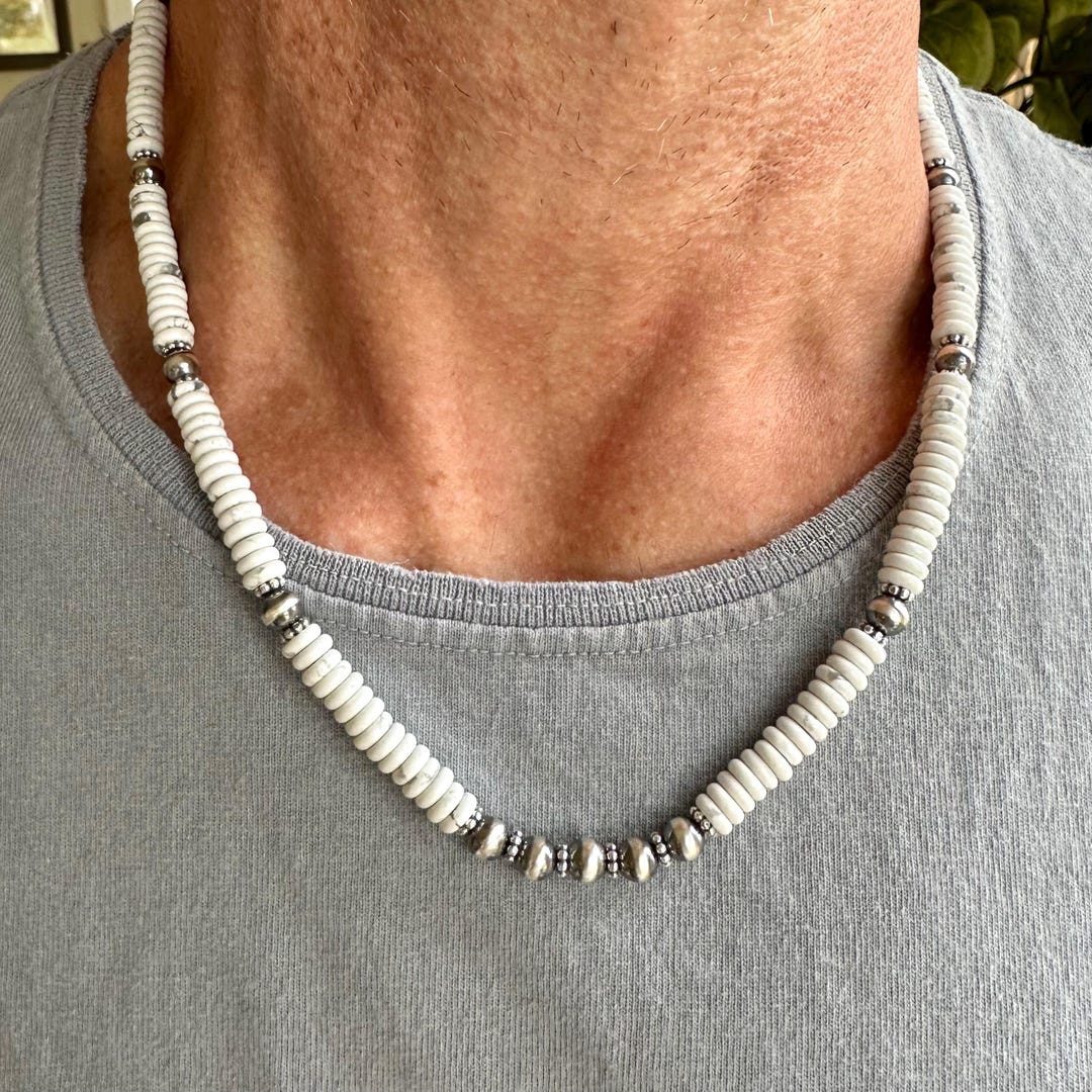 6mm White Buffalo Howlite Heishi Bead & Navajo Desert Pearls Bead ...