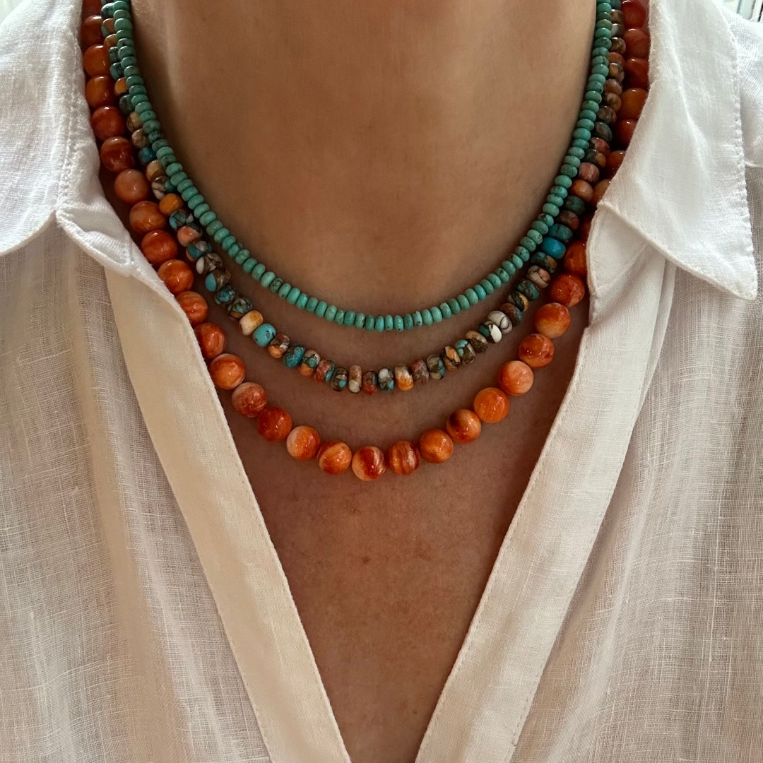 Large 10mm Orange Spiny Oyster Necklace, Unique AAA+ Round Big Bold ...