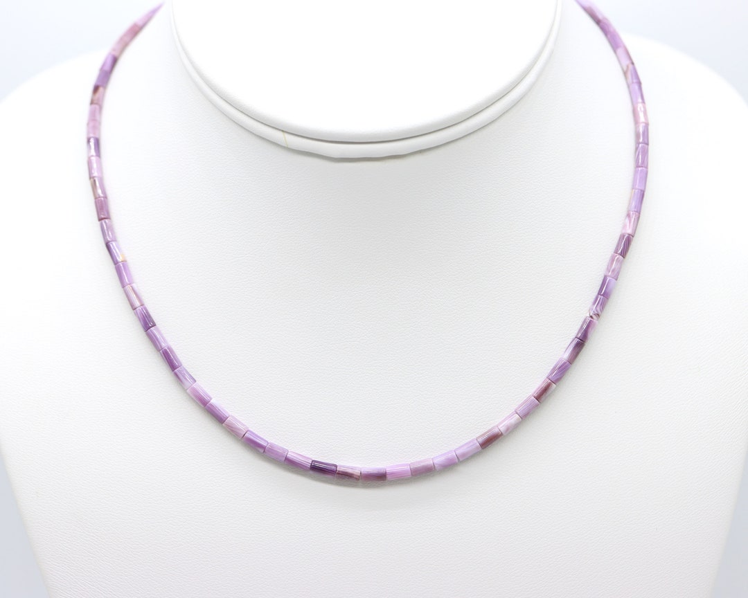 3mm Lavender Purple Wampum Quahog Heishi Bead Necklace, Stunning ...