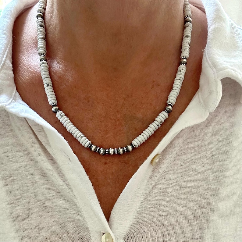 6mm White Buffalo Howlite Heishi Bead & Navajo Desert Pearls Bead ...