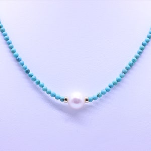 Turquoise Necklace, Genuine Natural Kingman Turquoise Small Bead ...