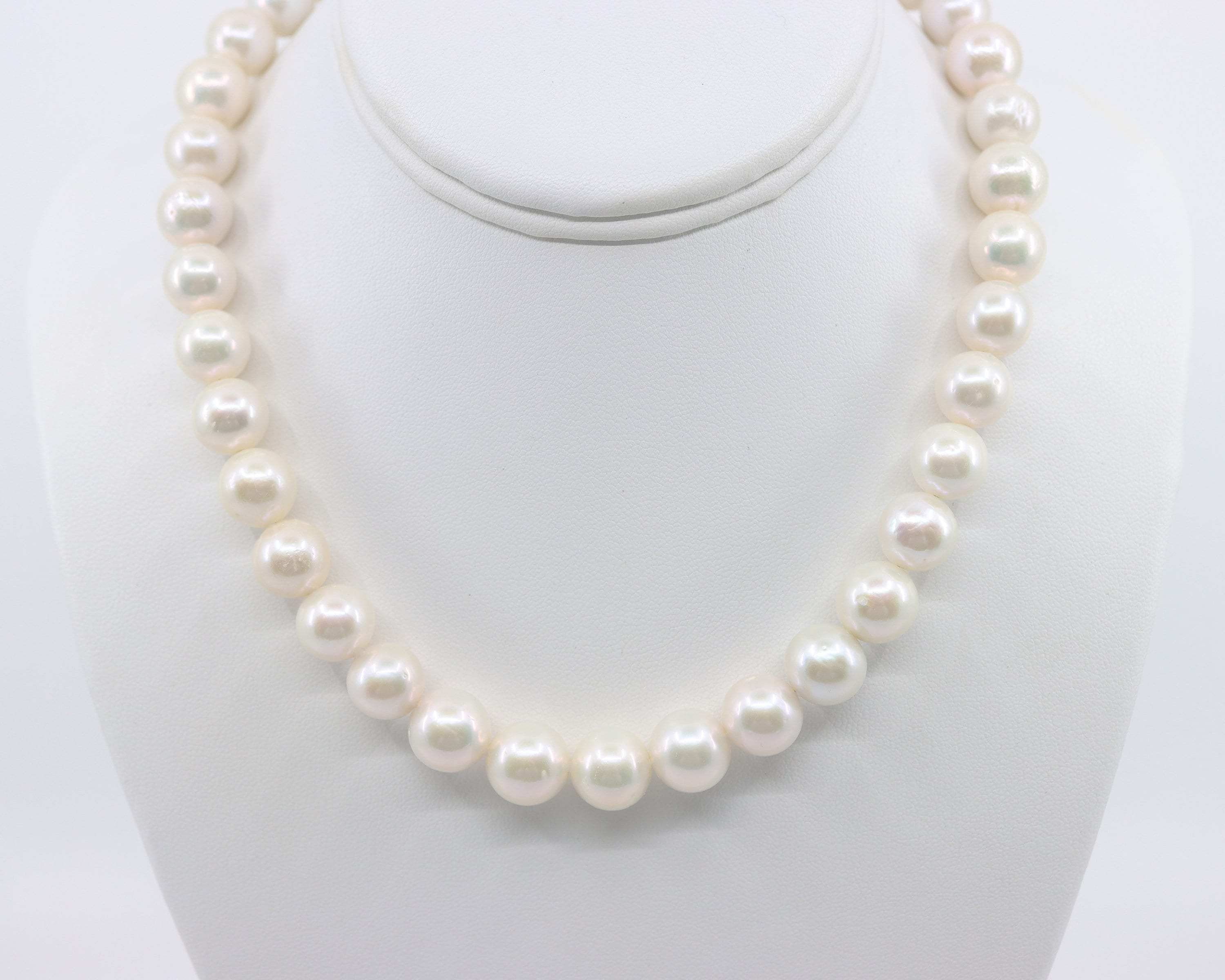 Large Edison Pearl Necklace, 12mm Round Pearls, Big Freshwater Pearls ...