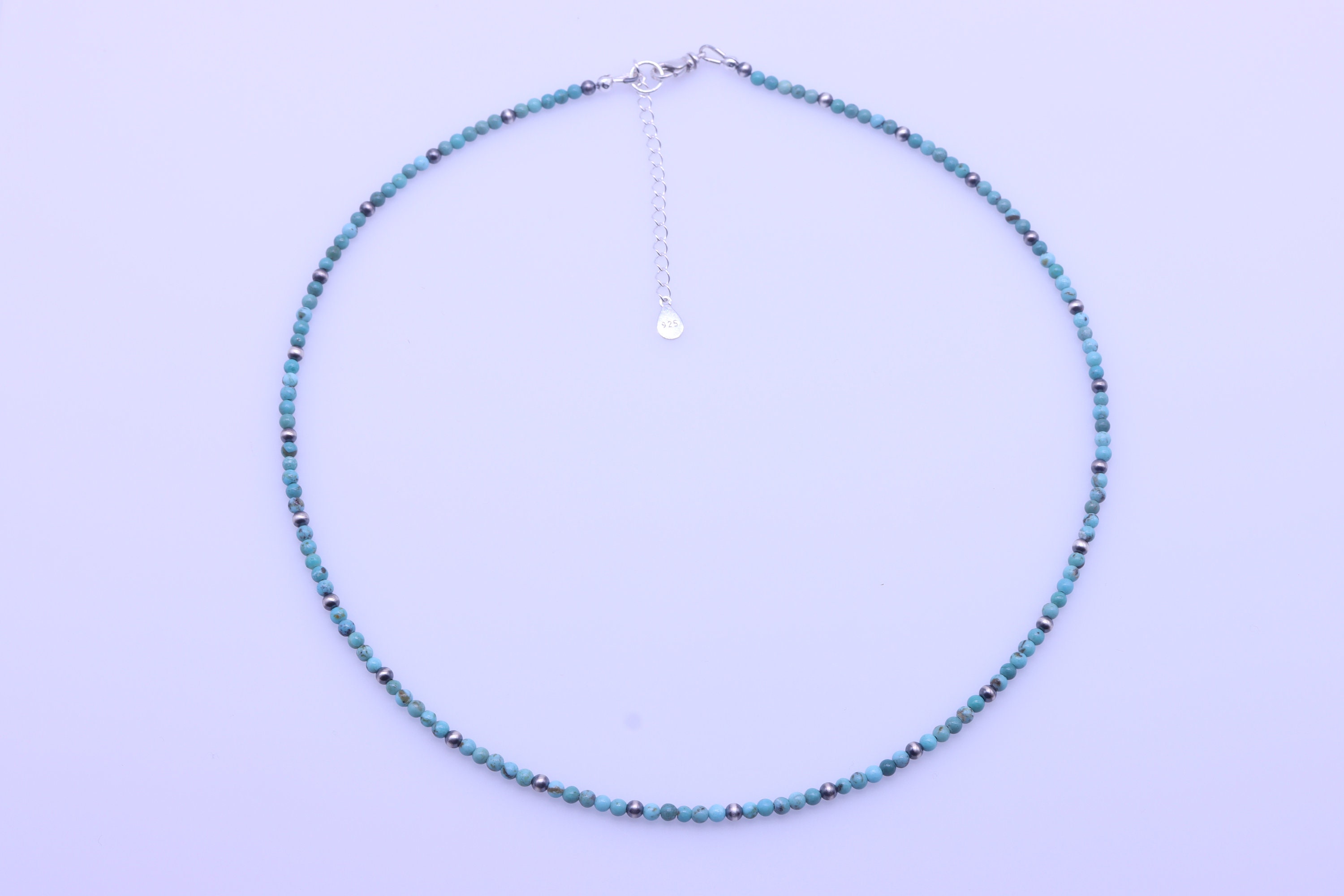 Tiny 3mm Blue Green Kingman Turquoise Necklace & Navajo Pearls, 3mm ...