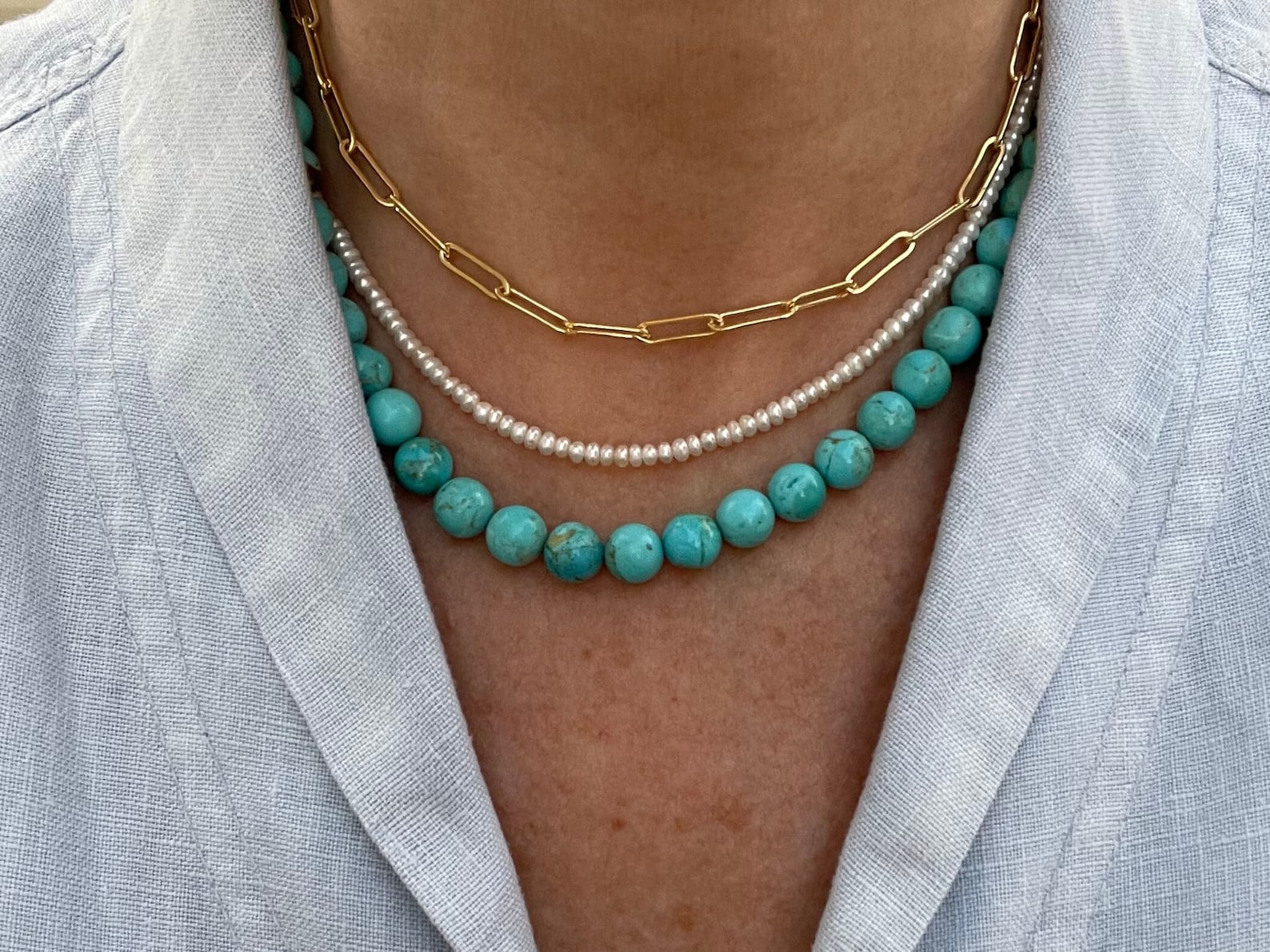 Baby Blue With Matrix Kingman Turquoise Necklace 8mm Beaded - Etsy