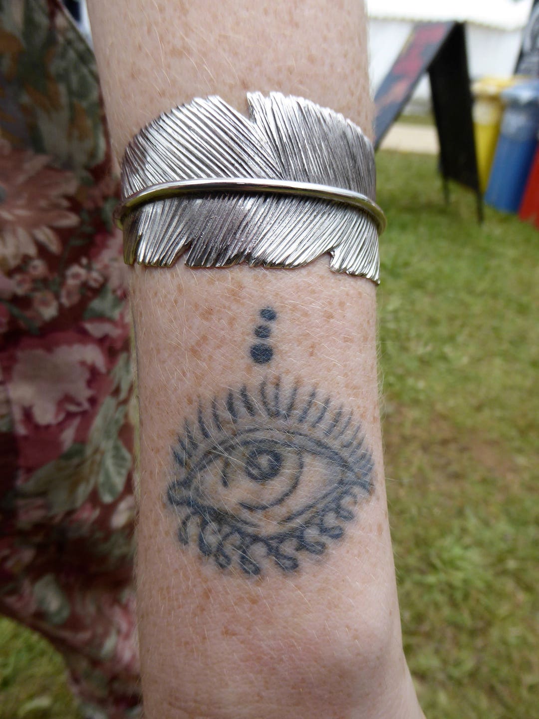 Solid Feather Bangle in Sterling Silver. Bohemian Bracelet. Nature ...