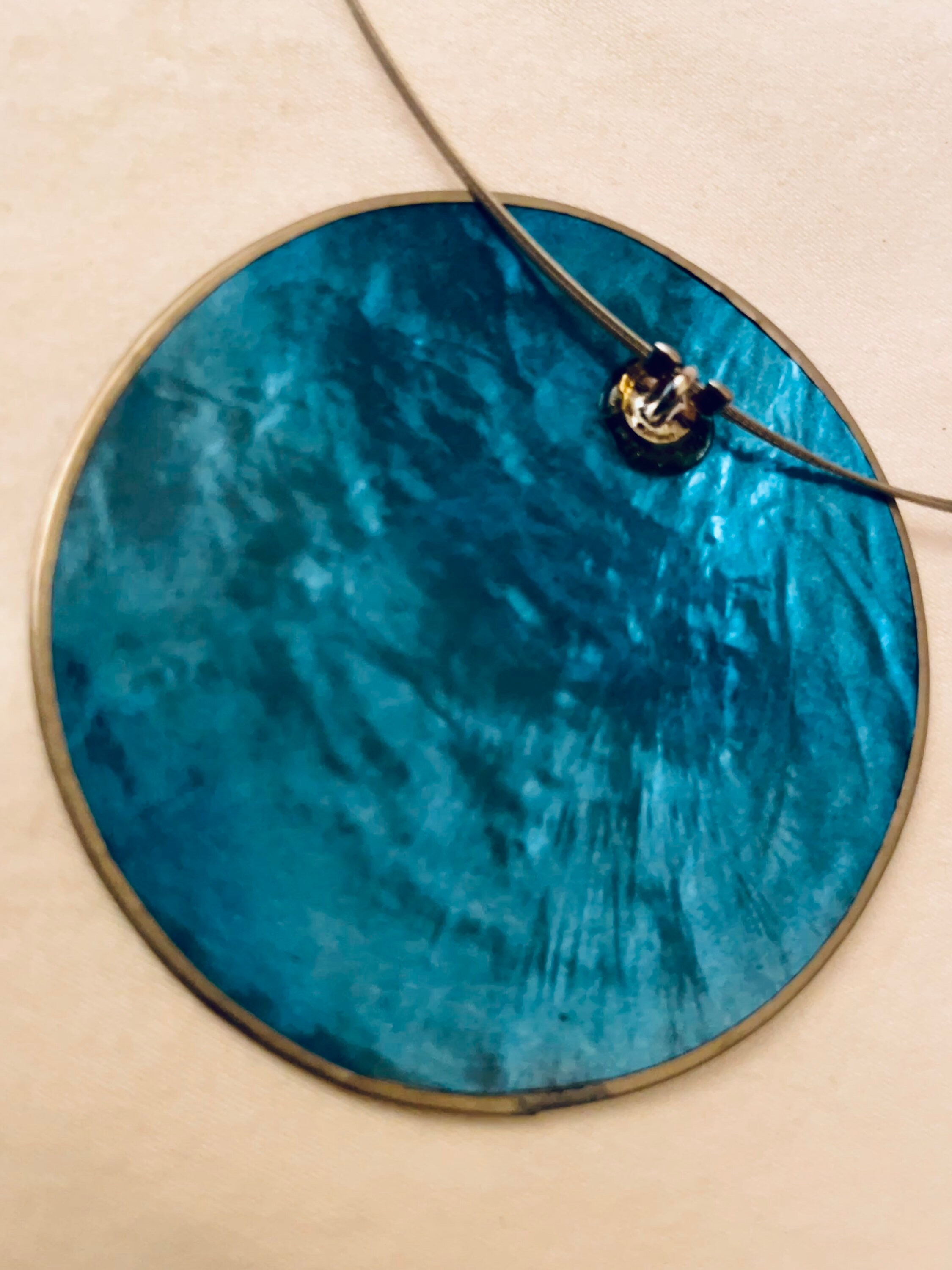 Necklace by Culture Mix Capiz Shell & Resin Circle Electric Blue - Etsy