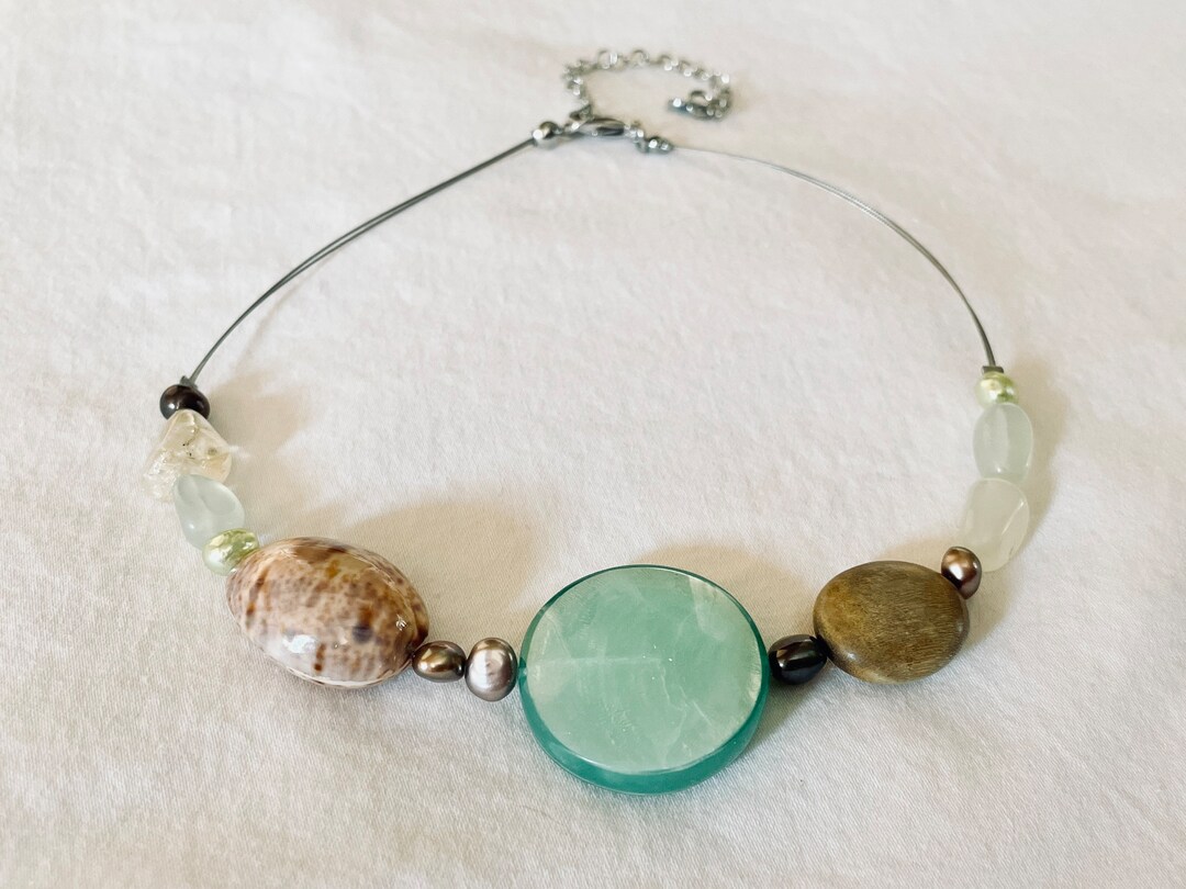 Necklace by Culture Mix - Capiz Shell & Resin - Light Blue - Etsy