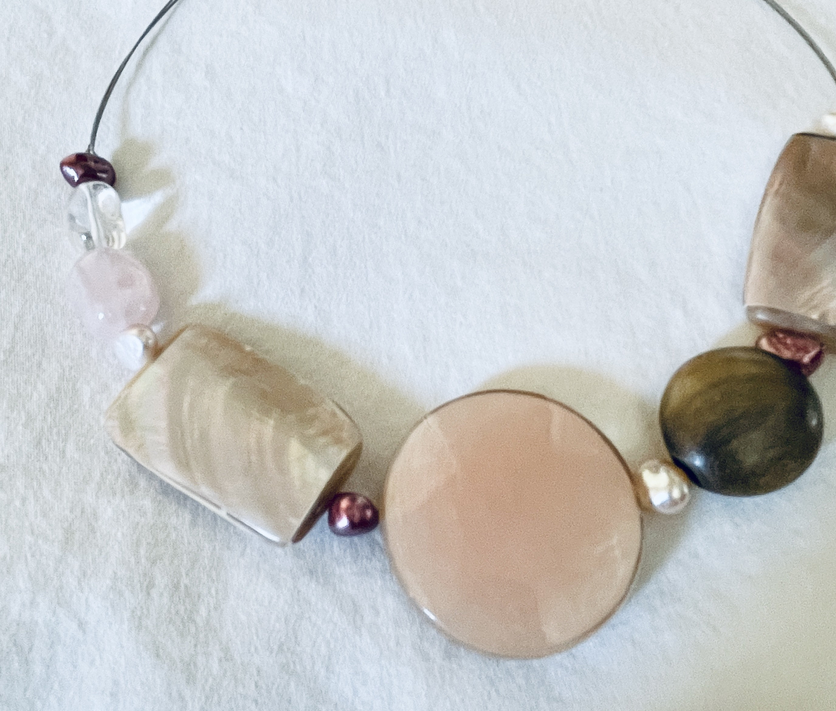 Necklace by Culture Mix Capiz Shell & Resin Light Pink - Etsy