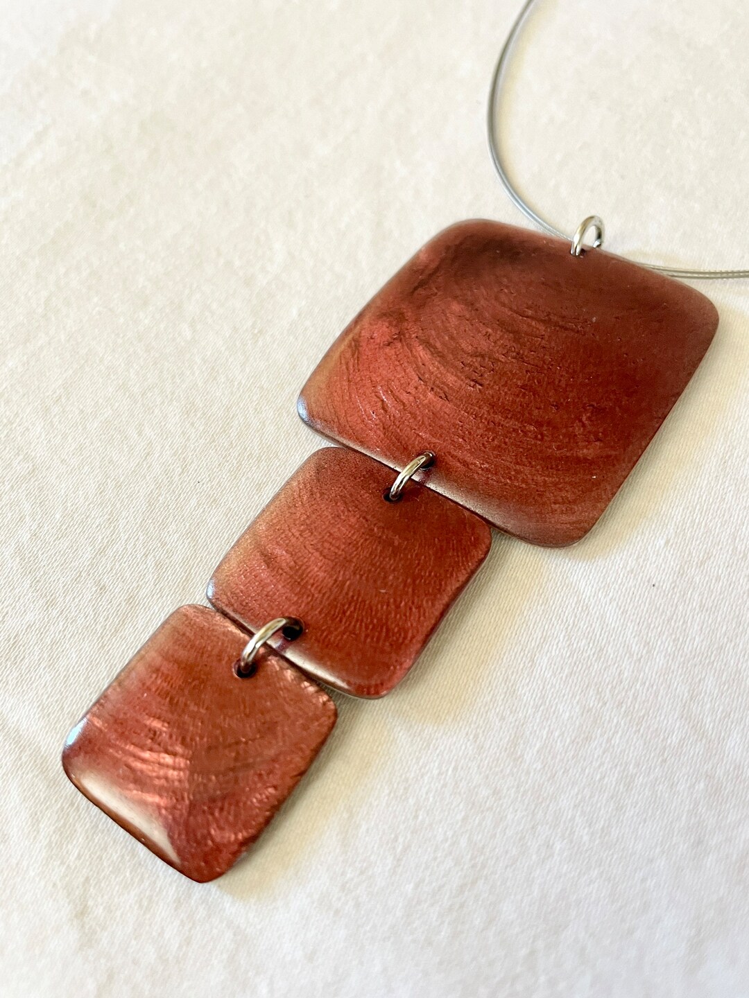 Necklace by Culture Mix Capiz Shell & Resin Squares Cinnamon Brown - Etsy