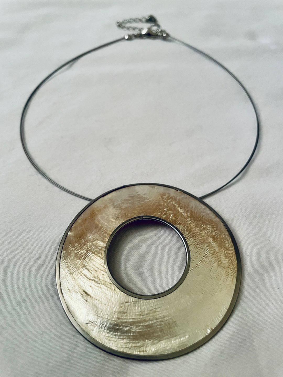 Necklace by Culture Mix Capiz Shell & Resin Circle Naturally Off-white ...