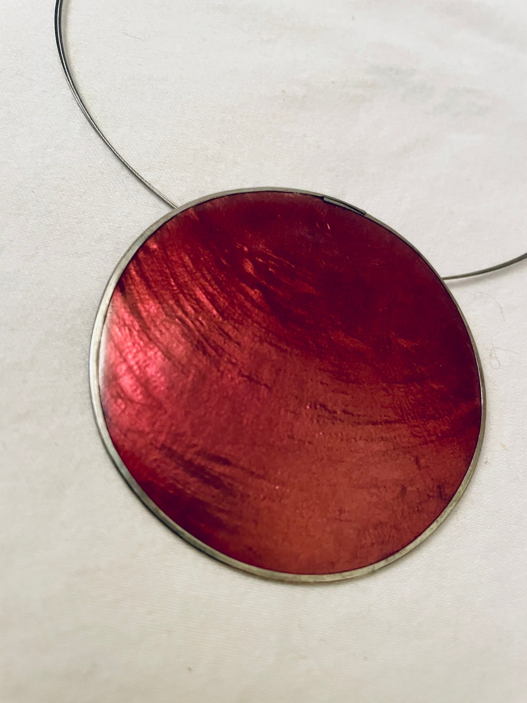 Necklace by Culture Mix - Capiz Shell & Resin - Circle - Cinnamon Brown ...