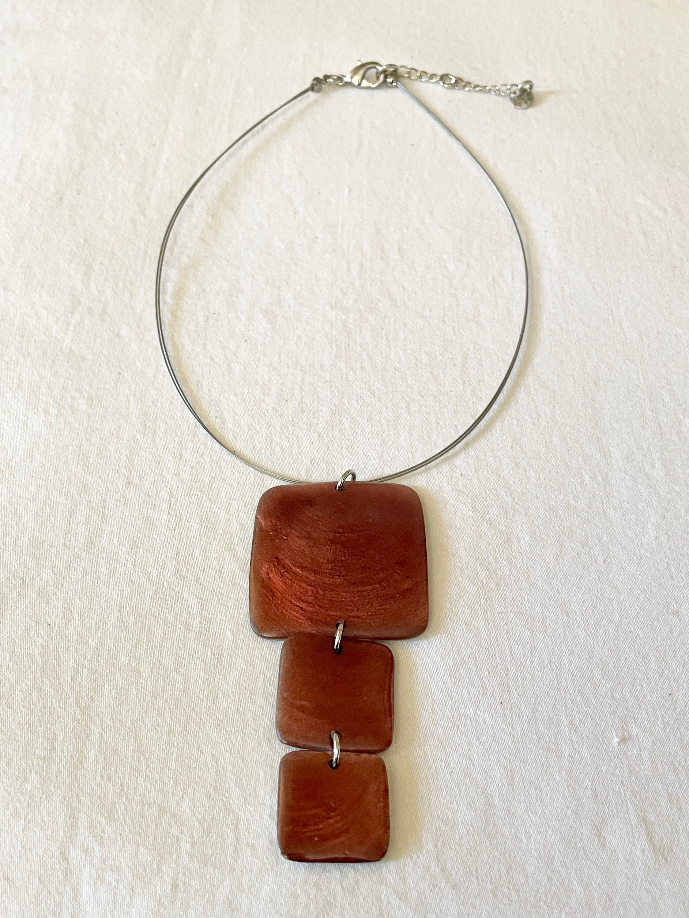 Necklace by Culture Mix Capiz Shell & Resin Squares Cinnamon Brown - Etsy