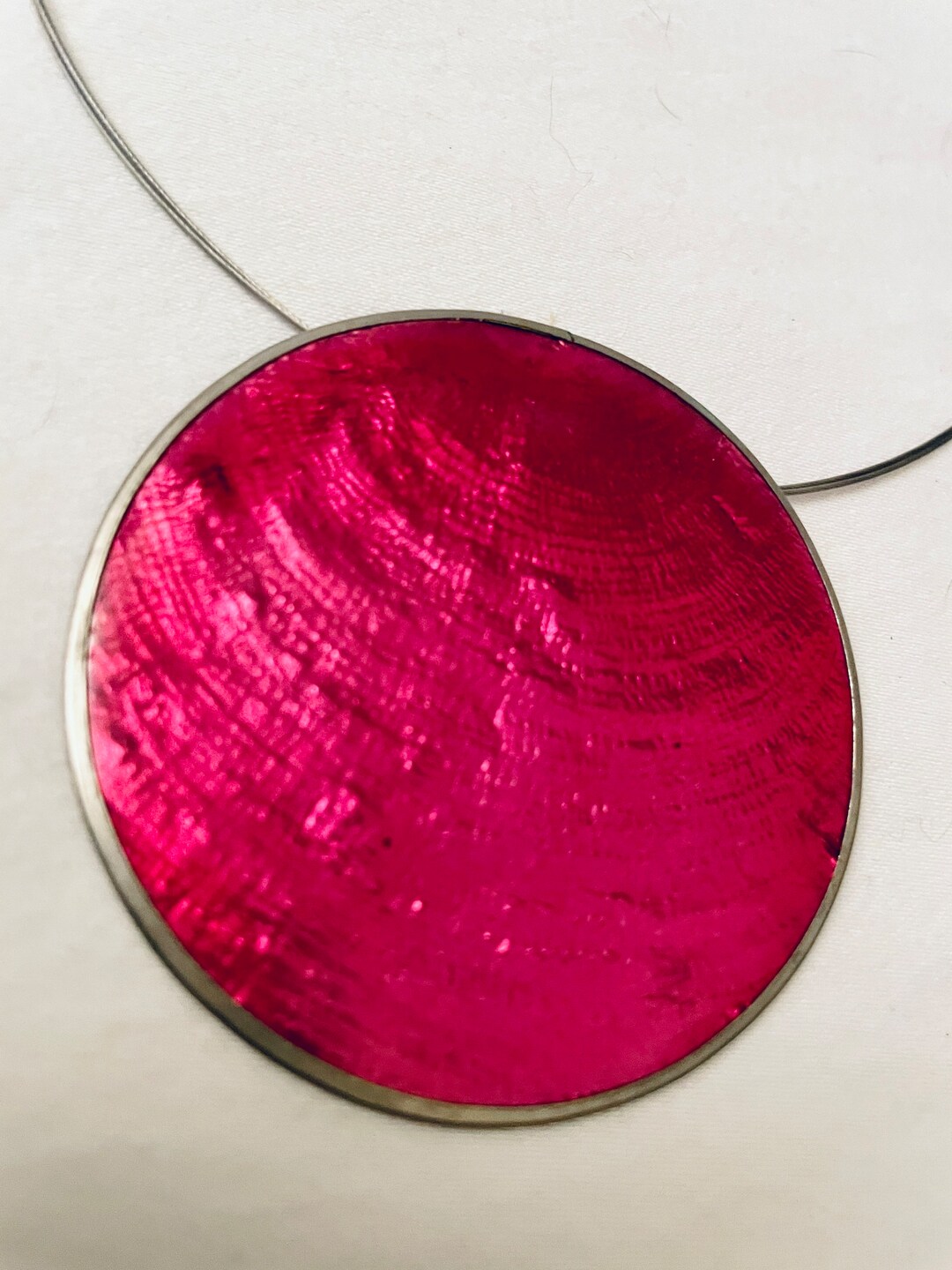 Necklace by Culture Mix - Capiz Shell & Resin - Circle - Magenta Pink ...