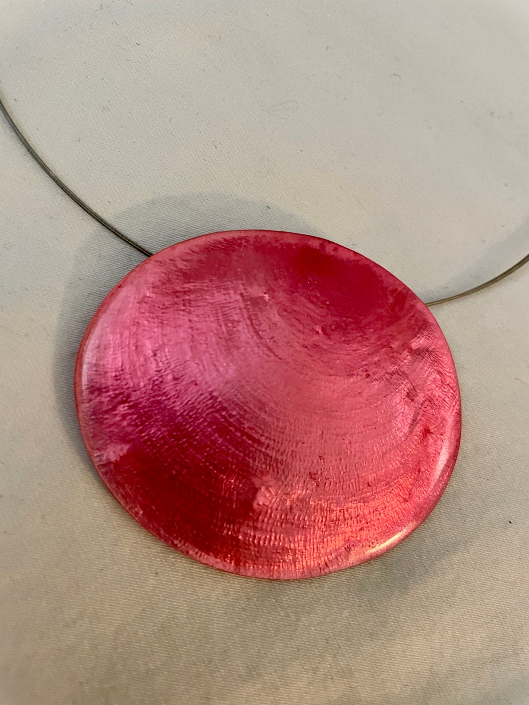 Necklace by Culture Mix Capiz Shell & Resin Oval Pretty in Pink - Etsy