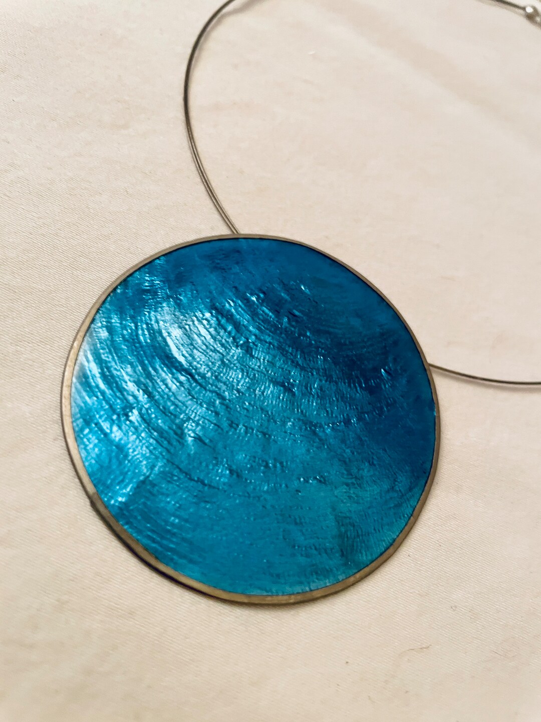 Necklace by Culture Mix - Capiz Shell & Resin - Circle - Electric Blue ...