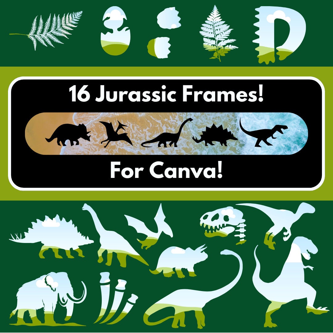 Jurassic Dinosaur Canva Frames - for Use With Canva Free or Premium! - Etsy