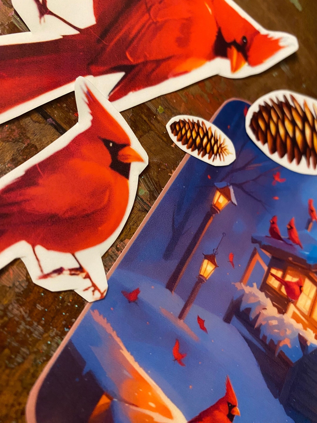 X6 Christmas & Cardinals Transparent Sticker Design 2 - Etsy