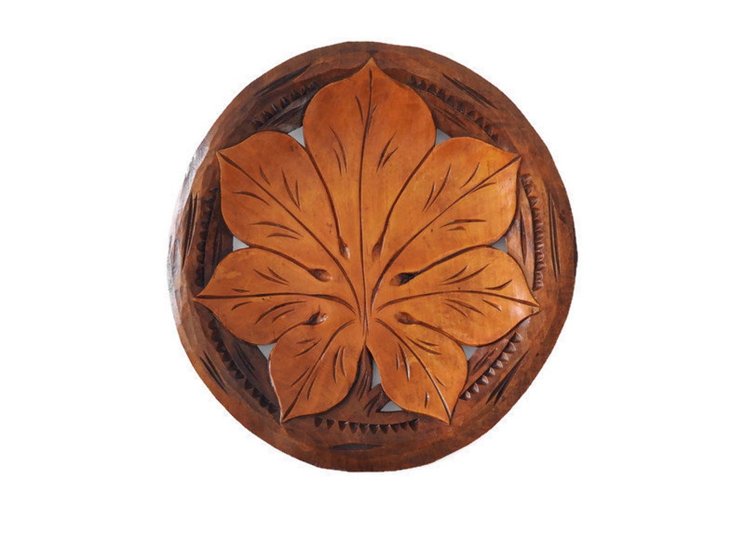 Vintage Solid Wood Hand Carved Plate Sculptured Round Tray Poland - Etsy