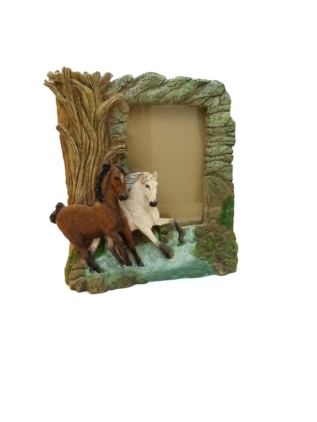 Vintage 3D Resin Horses Picture Frame With Built-in Vase Western Design ...