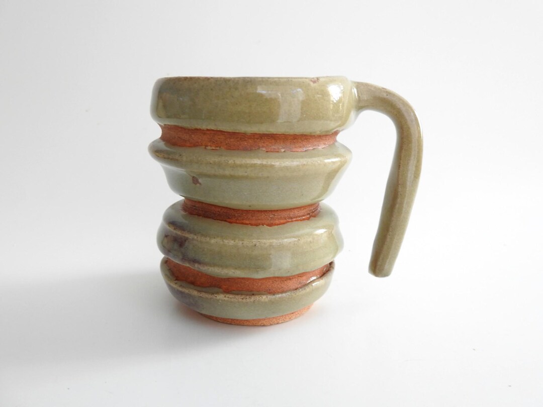 Vintage Studio Made Artisan Pottery Mug Unique Coil Design Signed "p ...