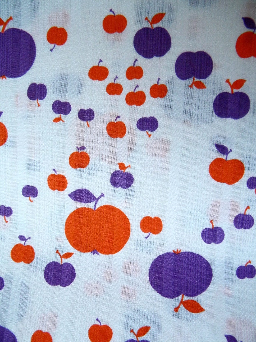 Vintage Dimity Cotton Purple and Orange Apple Fabric, 23" for Quilting ...