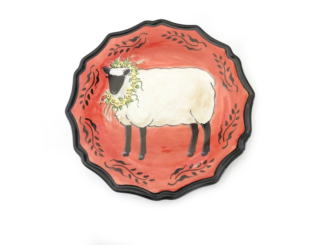 Vintage Collectible Ceramic Hand-painted Sheep Plate by Elizabeth Pohle ...