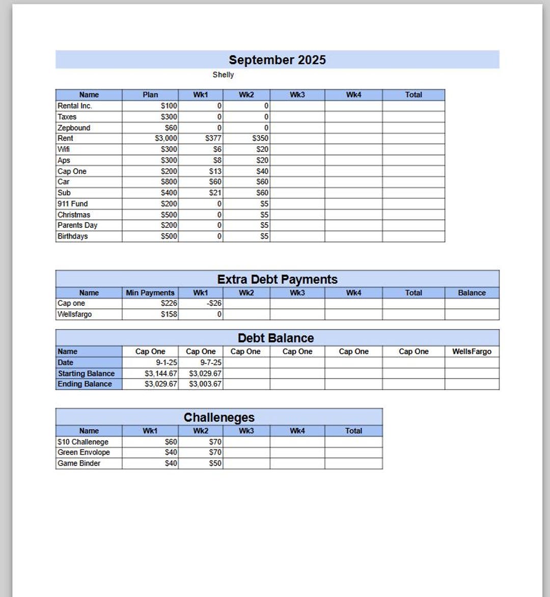 Full Month Setup Budget - Etsy