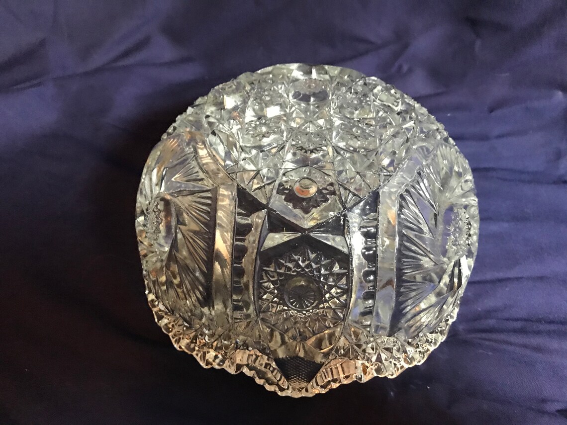 Vintage Crystal Pinwheel Pattern Bowl - Etsy