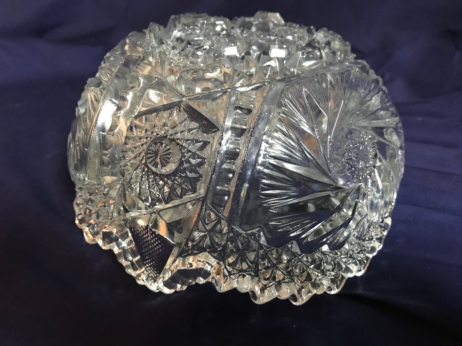 Vintage Crystal Pinwheel Pattern Bowl - Etsy