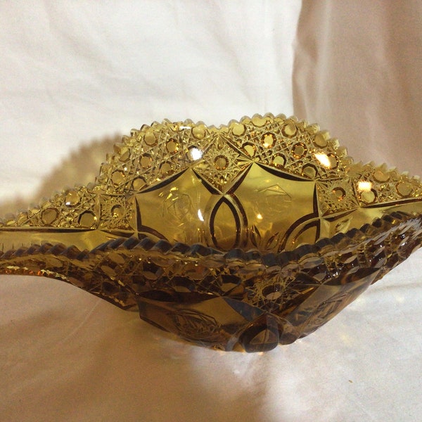 Amber Cut Glass Bowl - Etsy