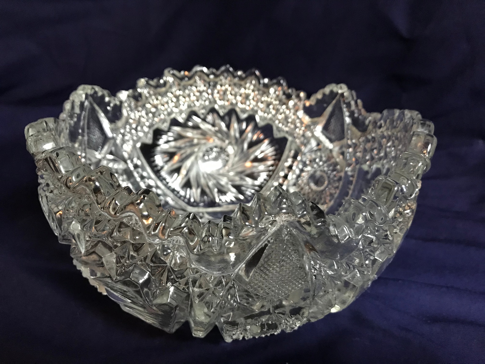 Vintage Crystal Pinwheel Pattern Bowl - Etsy